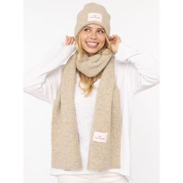 Zwillingsherz Damen Strickschal &raquo;" Patch"&laquo; gerippt, mit Wolle und Patch
