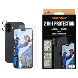 PanzerGlass Displayschutzglas &raquo;2-in-1 Protection, Glass, Lens Protector&laquo; f&uuml;r Apple iPhone 16 Plus Displayschutzfolie, Schutzfolie, Bildschirmschutz, 