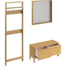 OTTO home Garderoben-Set &raquo;Luven&laquo; Set, 3 Stk. tlg. beige Massivholz