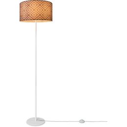 Paco Home Stehlampe &raquo;Luca Stella&laquo; E27 Standleuchte Stoff Lampenschirm Retro Vintage E27 Textilschirm wei&szlig;