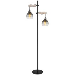 Globo LIGHTING Stehlampe &raquo;RYAN&laquo; E27 1 Stk. Stehlampe/Holz/Glas rauchfarben/Wohnzimmer/Schlafzimmer