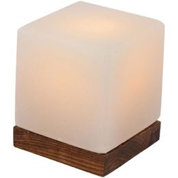 Himalaya Salt Dreams Salzkristall-Tischlampe &raquo;Kubus&laquo; E14 1 Stk. Warmwei&szlig; Handgefertigt aus Salzkristall - jeder Stein ein Unikat, H: ca.9 cm wei&szlig;