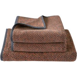 Dyckhoff Handtuch Set &raquo;Golden Shades Herringbone&laquo; Set 3 Stk. Walkfrottier mit Fischgr&auml;t-Muster; 2 Handt&uuml;cher (50x100cm), 1 Duschtuch (70x140cm) rosa 