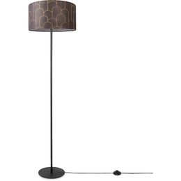 Paco Home Stehlampe &raquo;Luca Pillar&laquo; E27 Stehlampe Mit Schirm Wohnzimmer Lampenschirm Stoff Modern Abstrakt schwarz