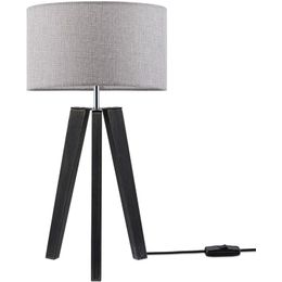 Paco Home Tischleuchte &raquo;Canvas uni Color&laquo; E27 Stehlampe Vintage Fu&szlig; LED Lampe Wohnzimmer Skandinavischer Stil E27 schwarz