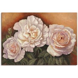 Artland &raquo;Wildrosen&laquo; Blumen 1 Stk. tlg. auf Holzrahmen gespannt wei&szlig; Leinwand