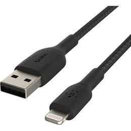 Belkin Smartphone-Kabel &raquo;Lightning Lade/Sync Kabel ummantelt mfi 2m&laquo; USB Typ A Lightning 200 cm schwarz Passend f&uuml;r iPhone und iPad (MFi zertifiziert)