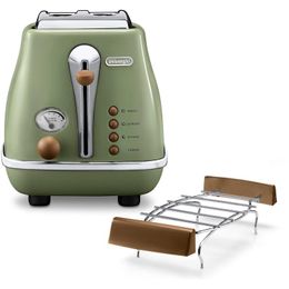 De'Longhi De'Longhi Toaster &raquo;Incona Vintage &raquo;CTOV 2103.BG&laquo;&laquo; 2 kurze Schlitze 900 W im Retro Look, gr&uuml;n gr&uuml;n Toaster
