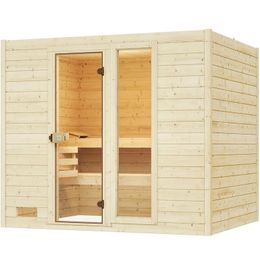 Weka &raquo;Massivholzsauna VALIDA 4&laquo; Blockbohlen, Fensterelement, moderne Ganzglast&uuml;r beige