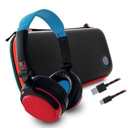 STEALTH Zubeh&ouml;r Nintendo &raquo;Switch Premium Travel Kit (C6-50 Headset, Tasche, 2m USB-C Kabel)&laquo; rot Aufbewahrungstasche mit Klettverschluss und F&auml;chern f&uuml;r 5 