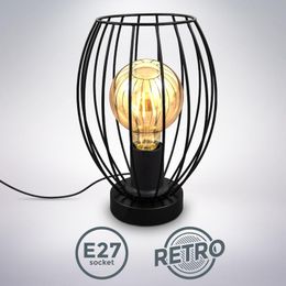B.K.LICHT Tischleuchte &raquo;Retro-Tischlampe, Metall, Schwarz&laquo; E27 1 Stk. E27-Fassung, ohne Leuchtmittel, inkl. Kabelschalter, &Oslash;17,5cm schwarz