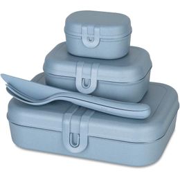 Koziol Lunchbox &raquo;+ Besteck-Set PASCAL READY&laquo; Set, 4 Stk. tlg. Made in Germany.Biozirkul&auml;rer Kunststoff blau