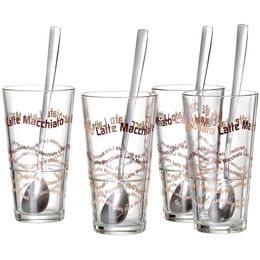 Ritzenhoff & Breker Latte-Macchiato-Glas 4 Gl&auml;ser, 4 Longdrinkl&ouml;ffel braun Glas