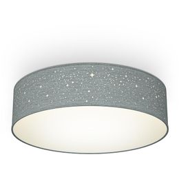 B.K.LICHT LED Deckenleuchte E27 1 Stk. Warmwei&szlig; Deckenlampe, Textil Lampenschirm, E27, Schlafzimmer, Wohnzimmer grau