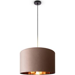 Paco Home Pendelleuchte &raquo;Hugo uni Color&laquo; E27 Wohnzimmer Lampenschirm aus Velour Unifarben Deko E27 Kabel 1,5m schwarz