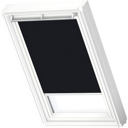 Velux Verdunklungsrollo &raquo;DKL 3009SWL&laquo; verdunkelnd ohne Bohren in F&uuml;hrungsschienen Stoff schwarz mit alufarbenen F&uuml;hrungsschienen & Griffleiste schwarz