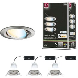 Paulmann LED Einbauleuchte &raquo;LED Einbauleuchte Nova Coin rund 84mm 50&deg;&laquo; LED-Modul 3 Stk. Tageslichtwei&szlig; Memoryfunktion, Farbwechsler, Farbsteuerung, Dimmer, 