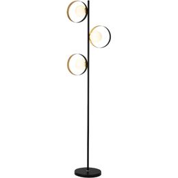 Searchlight Stehlampe &raquo;Orbital Floor Lamp - Black Metal, Gold Leaf & Opal Glass&laquo; G9 1 Stk. schwarz