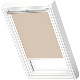 Velux Verdunklungsrollo &raquo;DKL 4556SWL&laquo; verdunkelnd ohne Bohren in F&uuml;hrungsschienen Stoff sandbeige mit alufarbenen F&uuml;hrungsschienen & Griffleiste beige