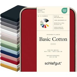 Schlafgut Spannbettlaken &raquo;Basic Cotton Bettlaken, 160 g/m&sup2;, 100% Baumwolle, Spannbetttuch&laquo; Spannbettlaken bis 22 cm Matratzenh&ouml;he, b&uuml;gelfrei und pflegeleicht 
