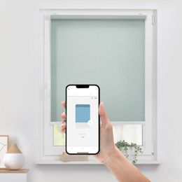 LICHTBLICK ORIGINAL Rollo &raquo;Klemmfix, ohne Bohren&laquo; blickdicht Blendschutz Sichtschutz mit Bohren/ohne Bohren freih&auml;ngend Steuerbar mit Bluetooth-App, 