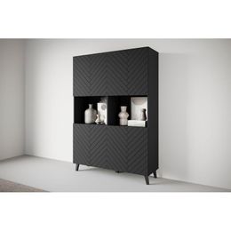 Home Affaire Highboard &raquo;Phuket, Front MDF&laquo; Moderne Hochkommode ohne Griffe mit 10 F&auml;chern, Breite 120 cm schwarz FSC -zertifizierter Holzwerkstoff, 