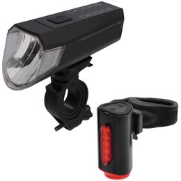 FISCHER BIKE FISCHER Fahrrad Fahrradbeleuchtung &raquo;Akku-USB-LED Bel.-Set Bodenbel. 80 Lux&laquo; schwarz Fahrradbeleuchtung