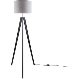 Paco Home Stehlampe &raquo;Canvas uni Color&laquo; E27 Stehlampe Vintage Fu&szlig; LED Lampe Wohnzimmer Skandinavischer Stil E27 schwarz