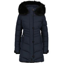 alife and kickin Alife & Kickin Damen Winterjacke &raquo;Damen AmaliaAK A&laquo; mit Kapuze Lange gef&uuml;tterte Damenwinterjacke mit abnehmbarer Kunstfellkapuze blau XL