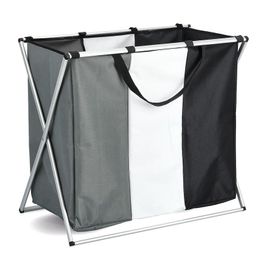 zeller W&auml;schesortierer 3 F&auml;cher, Polyester/Aluminium schwarz-wei&szlig; Aluminium, Polyester