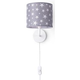 Paco Home Wandleuchte &raquo;Capri 315&laquo; E14 Lampe Kinderzimmer Babyzimmer &acirc;&circ;...18cm Sterne Kabell&auml;nge 3m E14 wei&szlig;