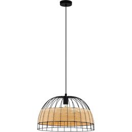 Eglo H&auml;ngeleuchte &raquo;ANWICK H&auml;ngelampe, Stahl und Rattan, Pendellampe, E27, Eszimmerlampe&laquo; E27 H&auml;ngeleuchte, Wohnzimmer, H110 x &Oslash;50 cm, schwarz, natur, 
