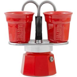 Bialetti Espressokocher &raquo;Mini Express&laquo; 0,09 l Kaffeekanne (1 Espressokocher Mini Express + 2 Espressobecher, 90 ml) rot