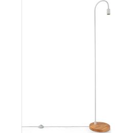 Paco Home Stehlampe &raquo;WALTER&laquo; E27 Bogenlampe Industrial LED Wohnzimmer Skandi Minimalistisch Holz Fu&szlig; wei&szlig;