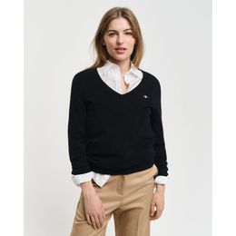 Gant Damen V-Ausschnitt-Pullover &raquo;EXTRAFINE LAMBSWOOL V-NECK&laquo; schwarz 3XL