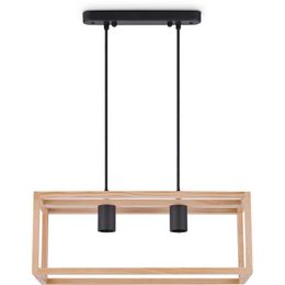 Paco Home Pendelleuchte &raquo;BJ&Ouml;RN&laquo; E27 LED Pendellampe Wohnzimmer Esszimmer Modern Holz Zweiflammig E27 schwarz