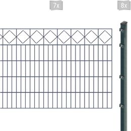 Arvotec Doppelstabmattenzaun &raquo;EXCLUSIVE 100 zum Einbetonieren "Karo" mit Zierleiste&laquo; Zaunh&ouml;he 100 cm, Zaunl&auml;nge 2 - 60 m grau Kunststoff, Stahl