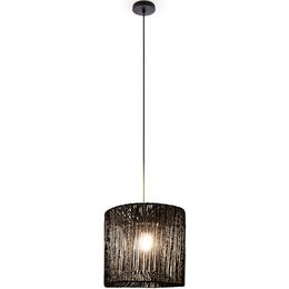 Paco Home Pendelleuchte &raquo;Hugo Ramira&laquo; E27 Wohnzimmer Esszimmer Rattan Optik Boho Schirm Papier E27 Modern schwarz