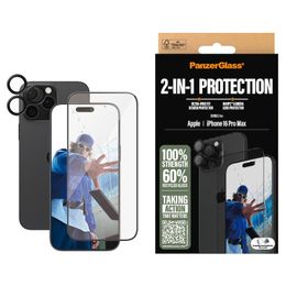 PanzerGlass Displayschutzglas &raquo;2-in-1 Protection, Glass, Lens Protector&laquo; f&uuml;r Apple iPhone 16 Pro Max Displayschutzfolie, Schutzfolie, Bildschirmschutz