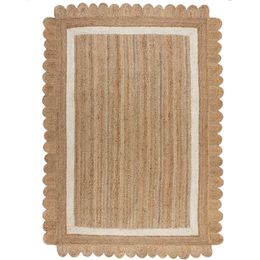 FLAIR RUGS Teppich &raquo;Grace aus Jute mit Muschelrandsaum&laquo; rechteckig 7 mm H&ouml;he aus 100% Jute, fu&szlig;bodenheizungsgeeignet, mit Bord&uuml;re beige Jute