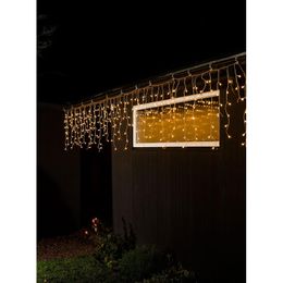 Konstsmide LED-Lichtervorhang &raquo;Weihnachtsdeko aussen&laquo; 200 Stk.-flammig LED Eisregen mit wei&szlig;en Globes, 200 bernsteinfarbene Diode transparent