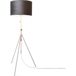 Paco Home Stehlampe &raquo;Naomi uni Color&laquo; E27 Wohnzimmer H&ouml;henverstellbar 121,5 bis 176,5 cm Zugschalter Velour wei&szlig;