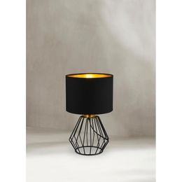 REALITY LEUCHTEN Schreibtischlampe &raquo;Chuck&laquo; E14 1 Stk. Warmwei&szlig; Fu&szlig; in Gitter-Optik, Schirm schwarz-gold Kombi, H&ouml;he 37cm / &Oslash; 20cm schwarz