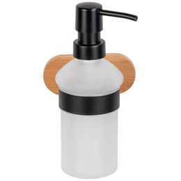 Wenko Seifenspender &raquo;Orea Bamboo&laquo; 300 ml schwarz-wei&szlig; Bambus, Edelstahl, Glas
