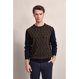Bugatti Herren Bugatti Strickpullover mit 2-farbigem Rautenmuster braun 3XL