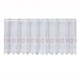 GERSTER Scheibengardine &raquo;Love&laquo; Durchzugl&ouml;cher 1 Stk. tlg. HxB: 45x150, mit feinem Stickdesign rot Polyester