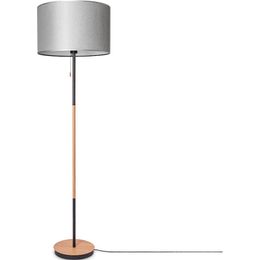 Paco Home Stehlampe &raquo;EKO CANVAS UNI COLOR&laquo; E27 Stoffschirm Wohnzimmer Skandi Standleuchte E27 Einfarbig Stofflampe grau