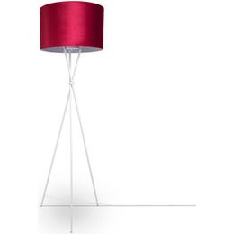 Paco Home Stehlampe &raquo;Kate uni Color&laquo; E27 Wohnzimmer Dreibein Standleuchte Velour H&ouml;he 177,5cm Filigran E27 rot