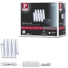 Paulmann LED-Streifen &raquo;MaxLED 1000 Basisset 1,5m Tageslichtwei&szlig; IP44 17W 1650lm beschichtet&laquo; 1 Stk.-flammig silber