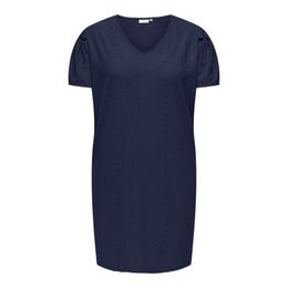 Only Carmakoma Damen Only CARMAKOMA Midikleid &raquo;CARZABBI LIFE SS V-NECK BLK DRESS JRS&laquo; Sommerkleid blau M, N-Gr
